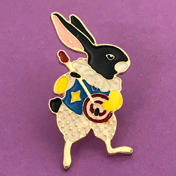 Jewelry | Black Bunny Rabbit Playing Banjo Enamel Pin Brooch | Poshmark
